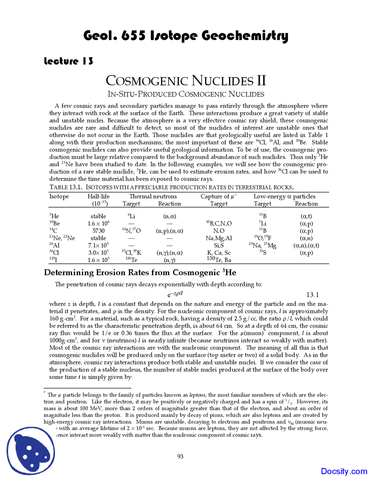 Secondary Particles Geochemistry I Lecture Notes Docsity