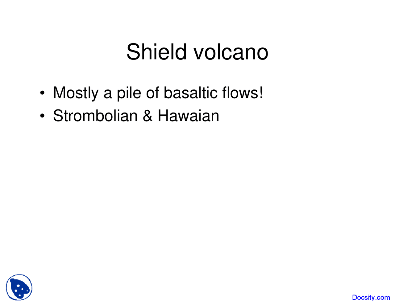 Shield Volcano Geochemistry I Lecture Slides Docsity