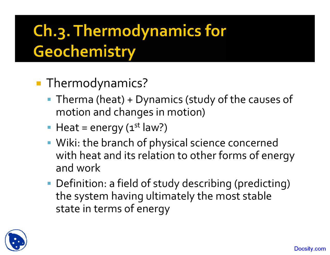 Dynamics Geochemistry I Lecture Slides Docsity