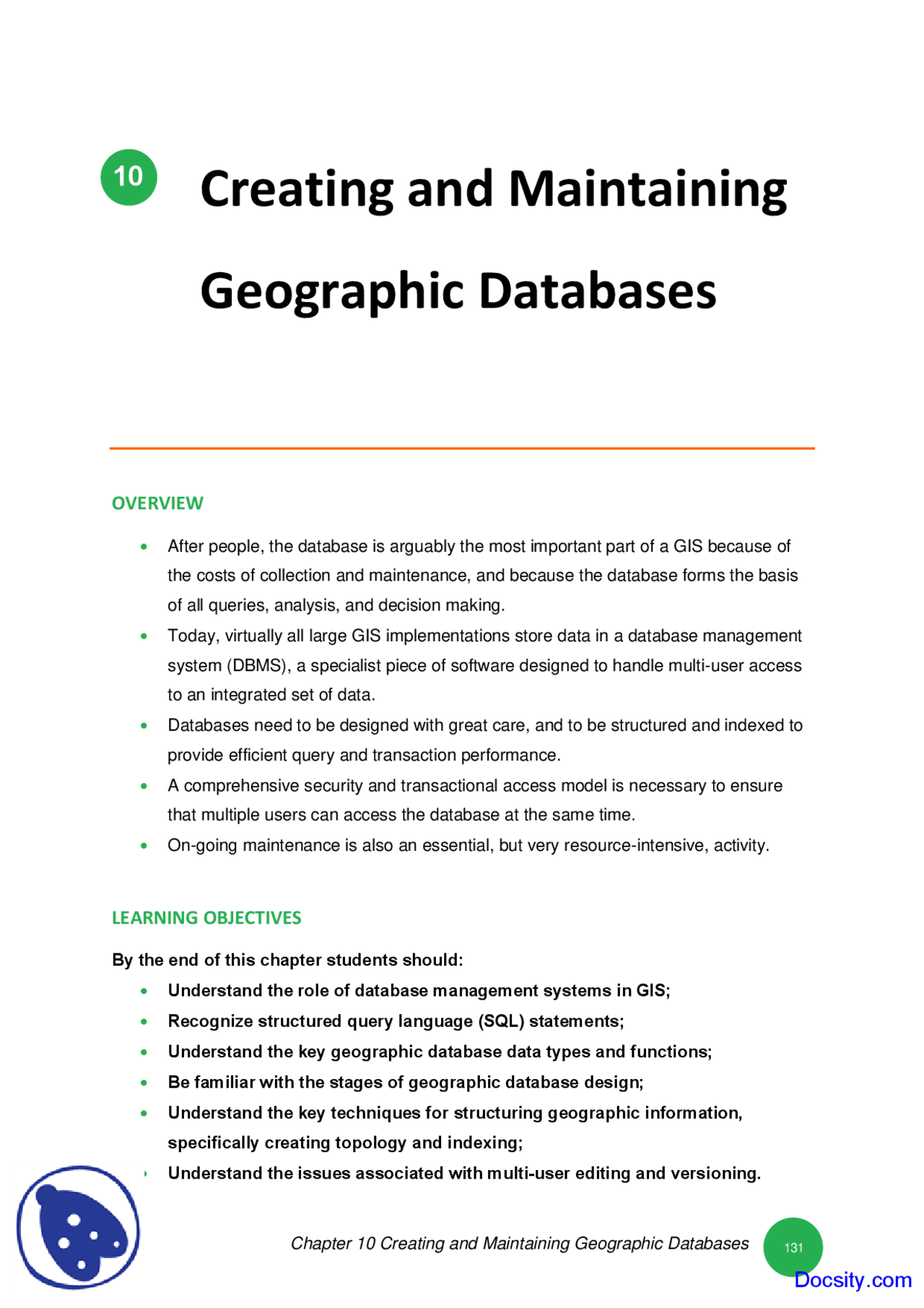 Geographic Databases Gis And Mapping Lecture Notes Docsity