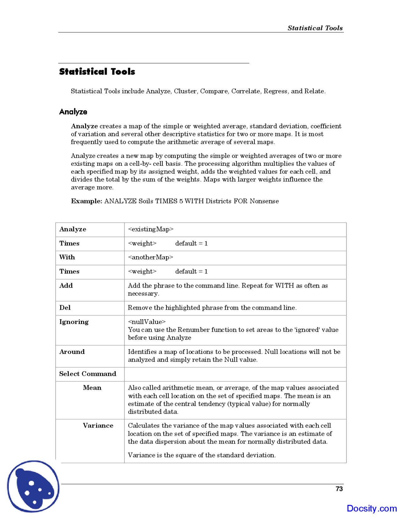 Statistical Tools Gis And Mapping Lecture Notes Docsity
