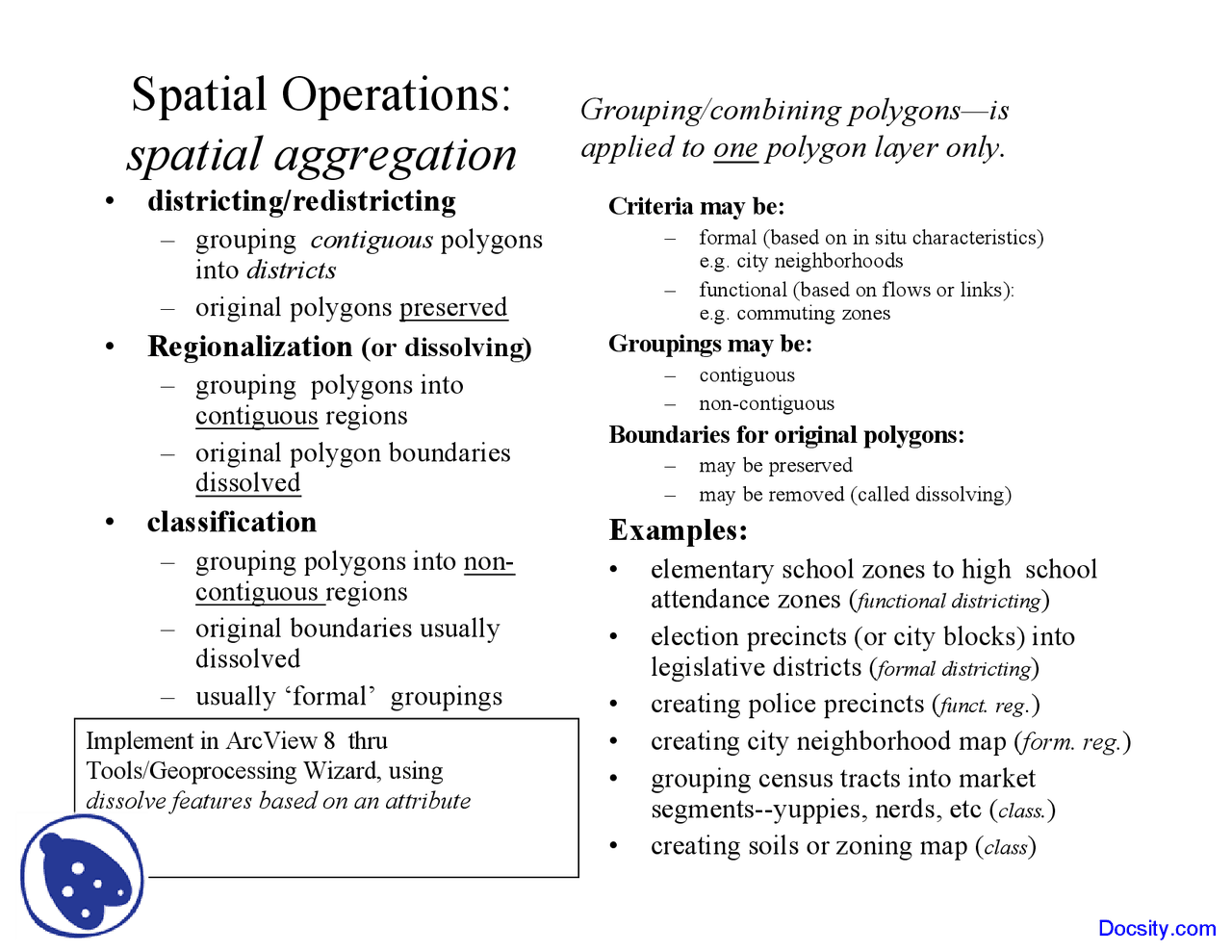 Spatial Operations Gis And Mapping Lecture Notes Docsity