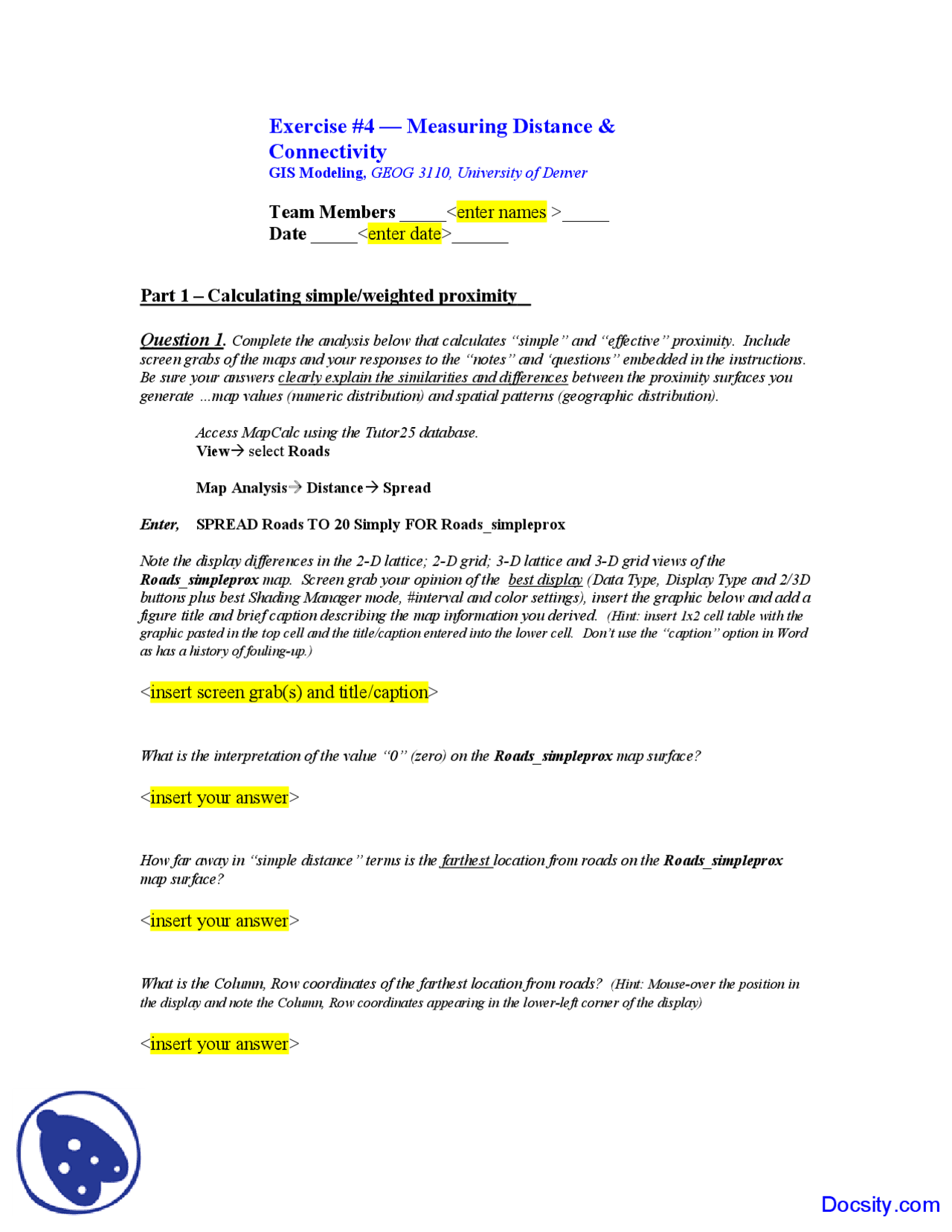 Measuring Distance And Connectivity Gis And Mapping Exam Docsity