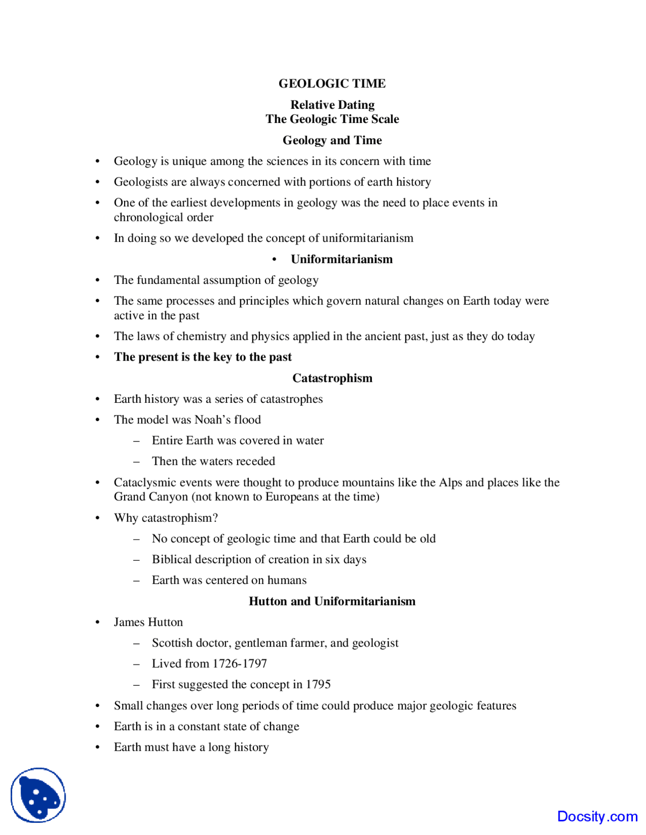 Geologic Time Scale Environmental Geology Lecture Notes Docsity