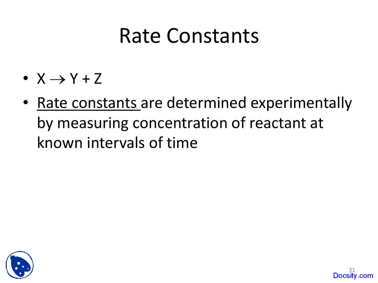 Rate Constants - Geochemistry I - Lecture Slides - Docsity
