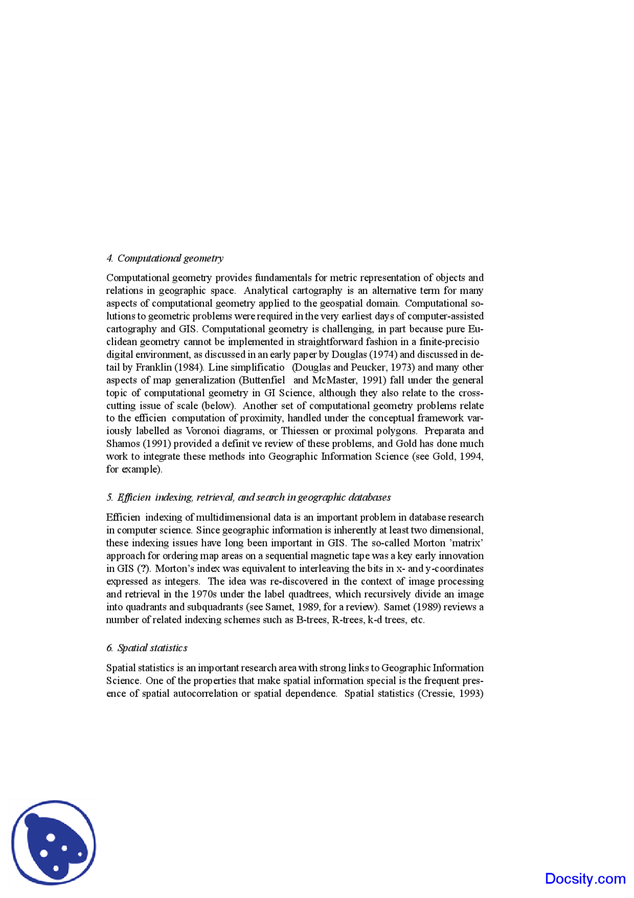 Computational Geometry Gis And Mapping Lecture Notes Docsity