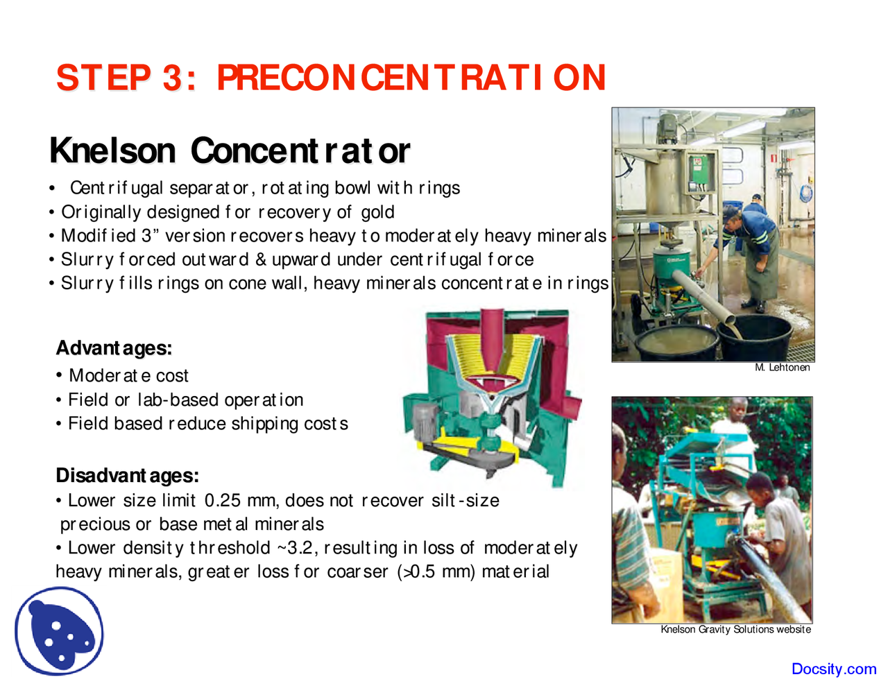 Knelson Concentrator - Geochemistry I - Lecture Slides - Docsity