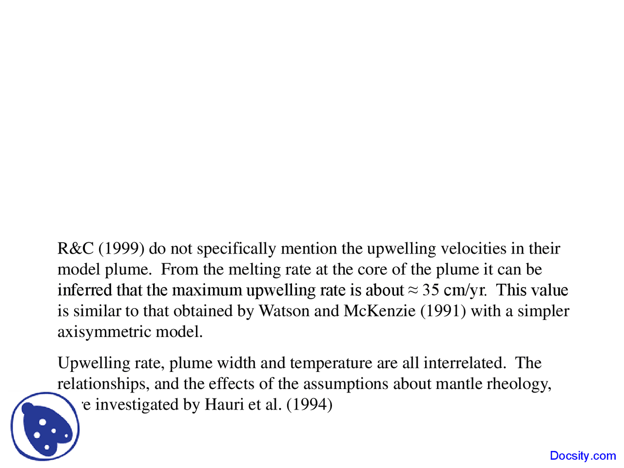 Velocities Geochemistry I Lecture Slides Docsity