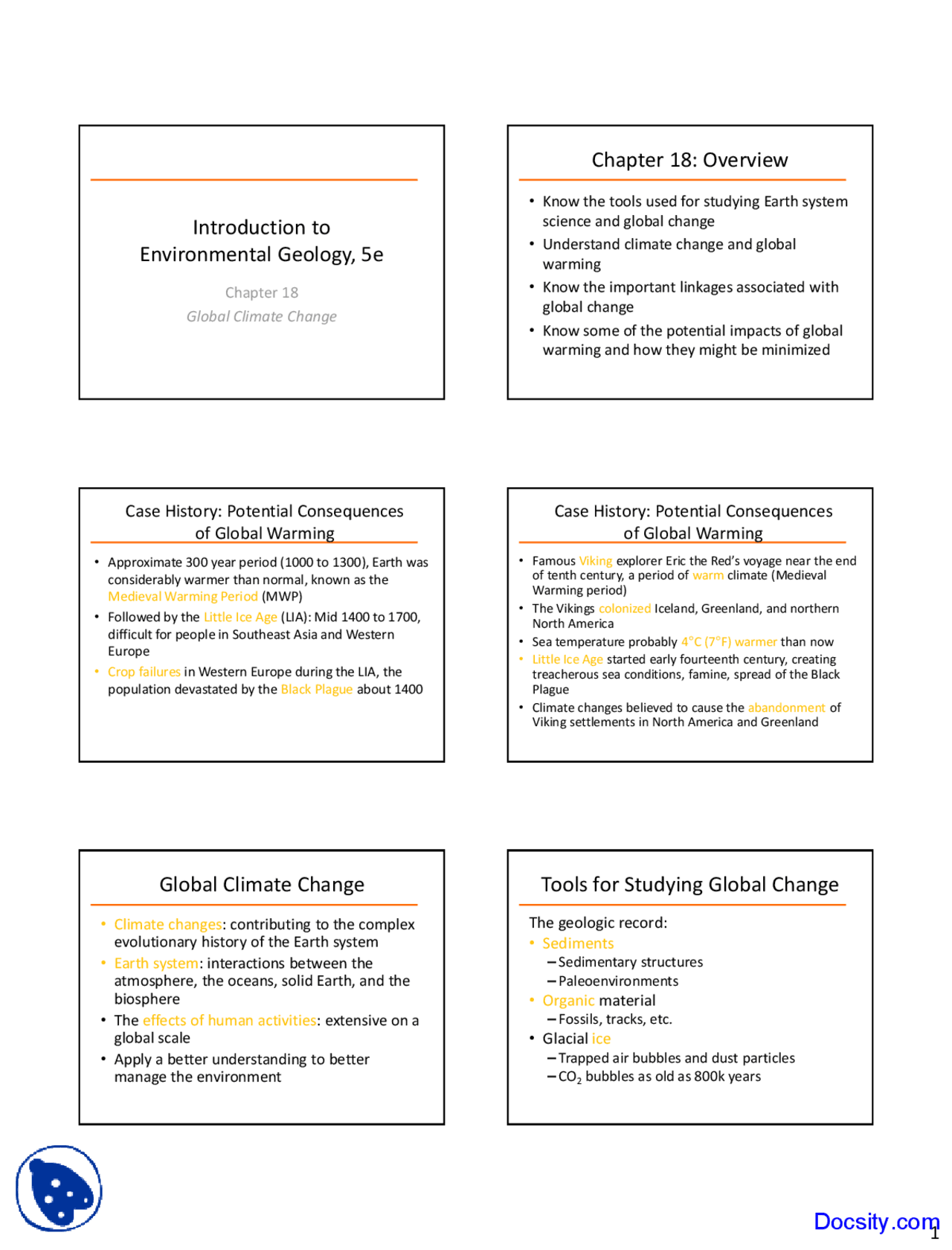 Global Climate Change - Environmental Geology - Lecture Slides - Docsity