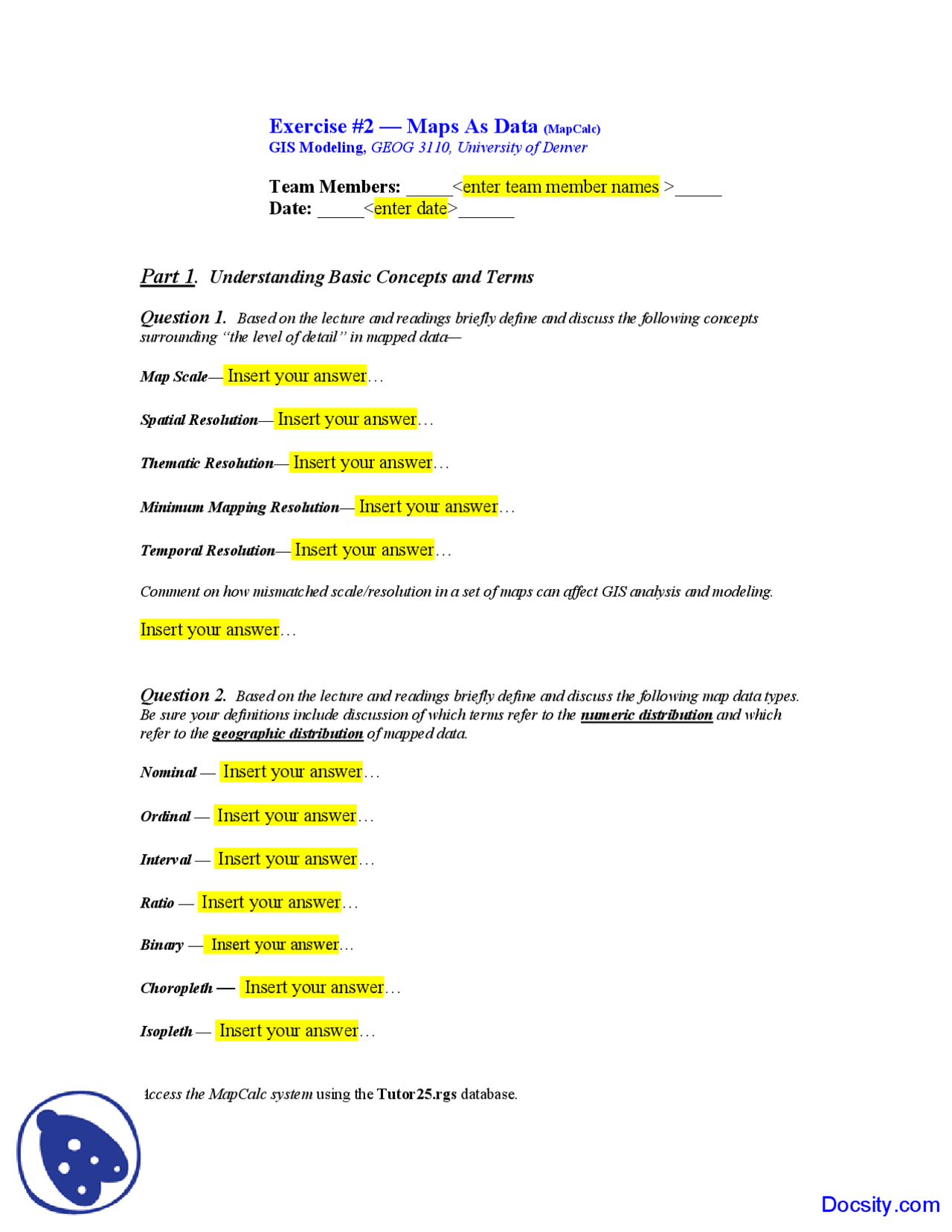 Maps As Data Gis And Mapping Exam Docsity