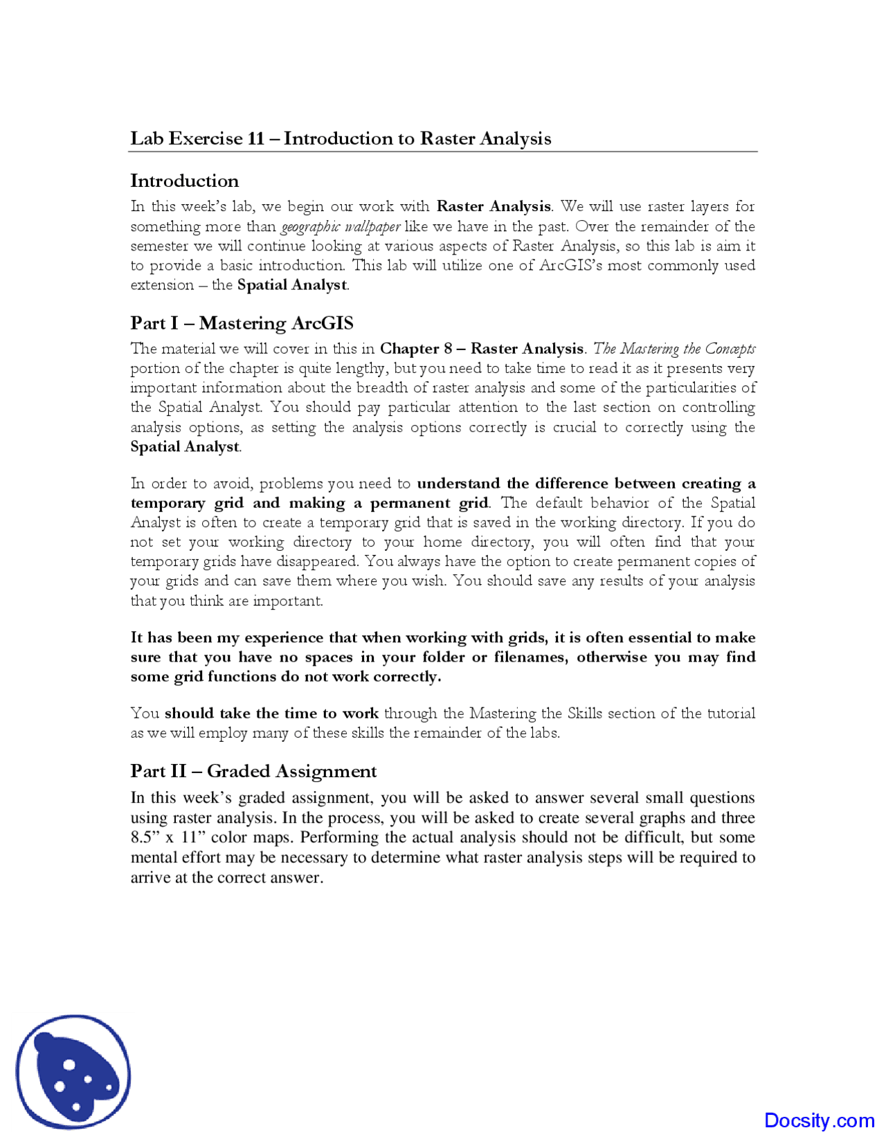 Introduction To Raster Analysis Gis And Mapping Lecture Notes Docsity