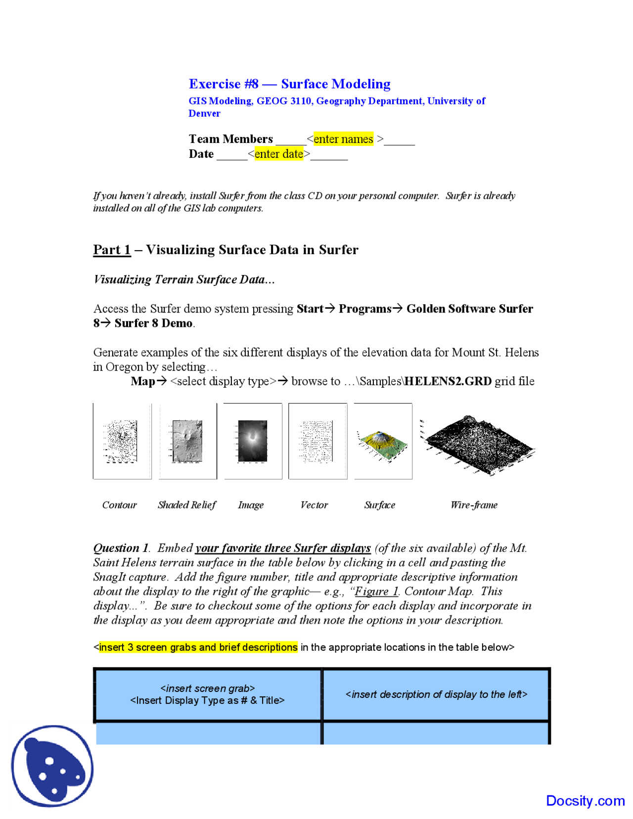 Surface Modeling Gis And Mapping Exam Docsity