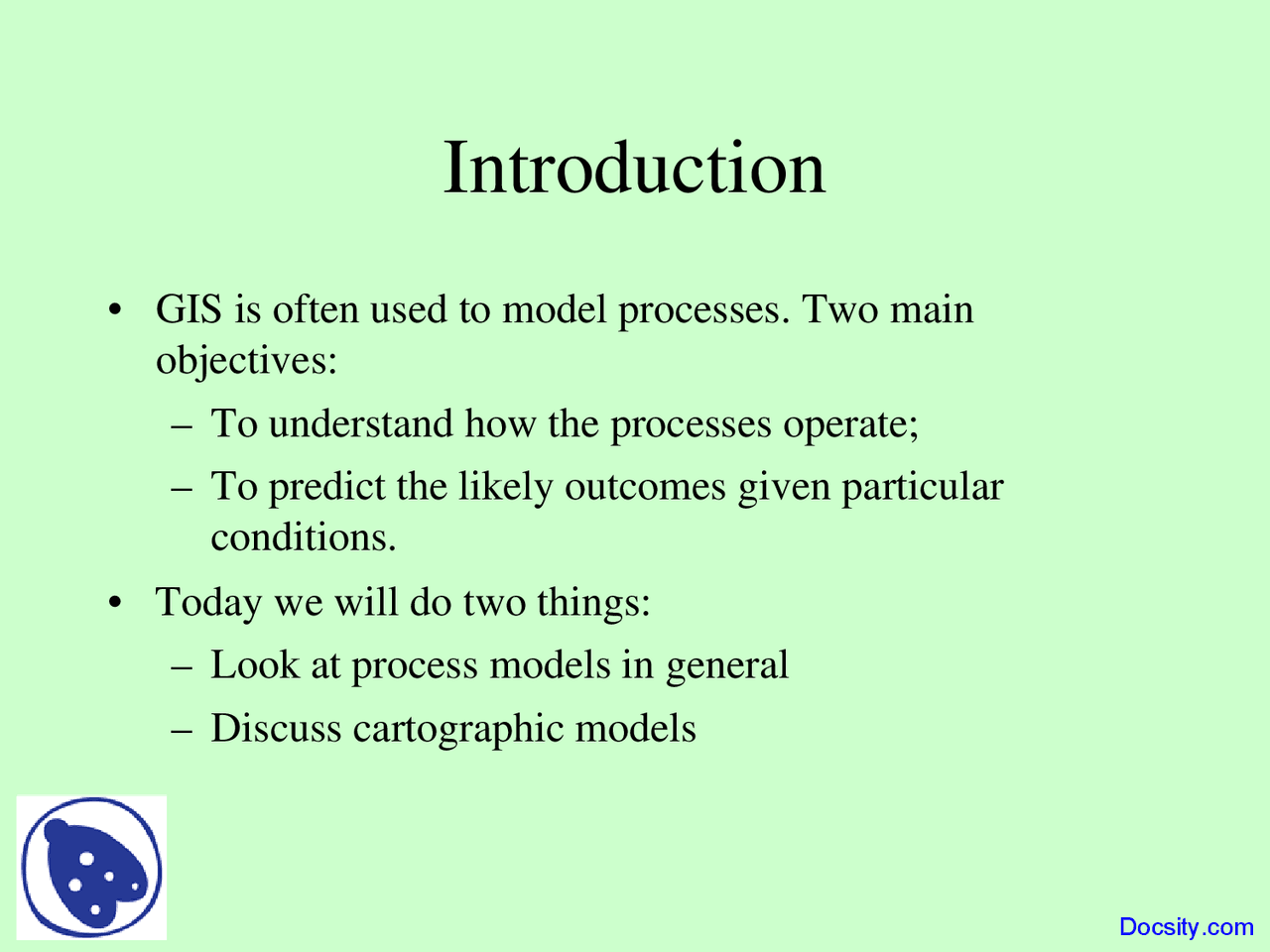 Process Models Gis And Mapping Lecture Slides Docsity