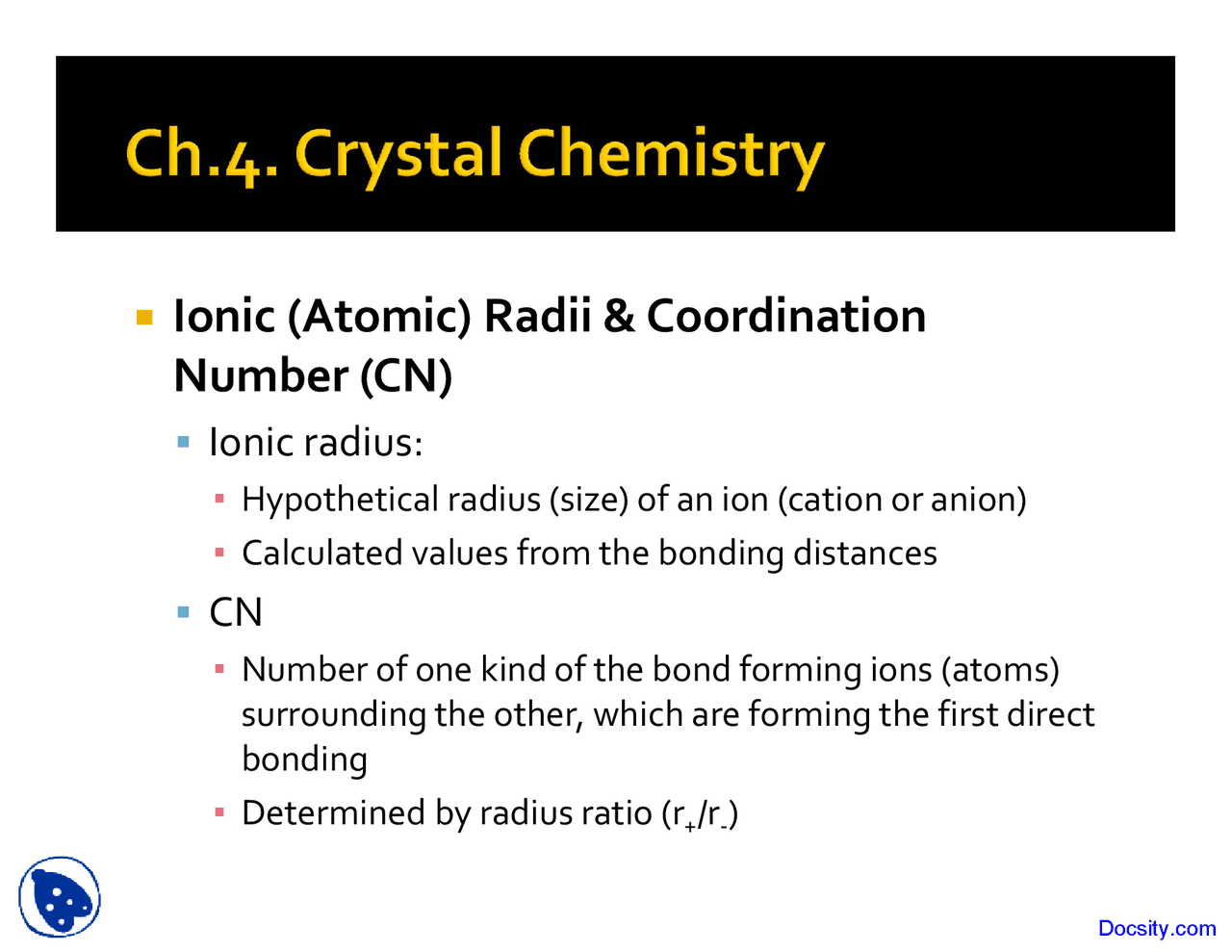 Hypothetical Radius - Geochemistry I - Lecture Slides - Docsity