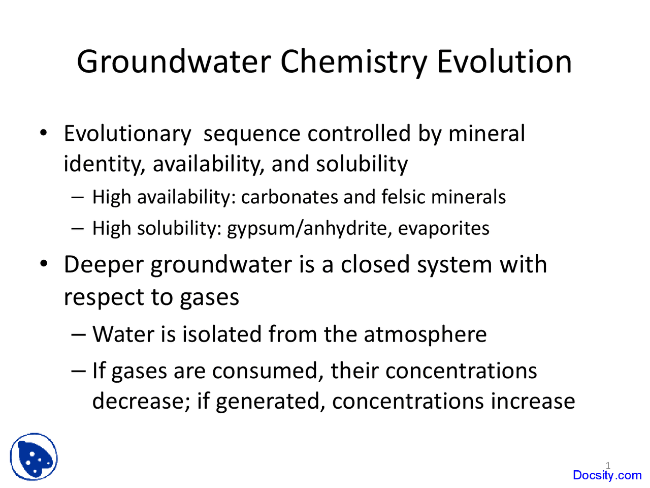 Chemistry Evolution Geochemistry I Lecture Slides Docsity