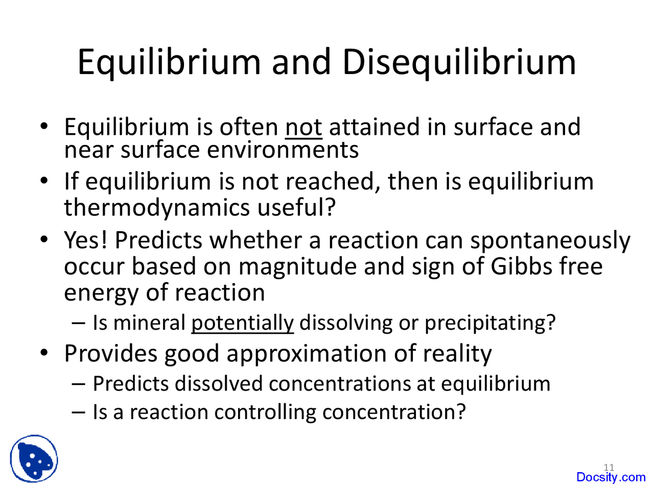Disequilibrium Geochemistry I Lecture Slides Docsity
