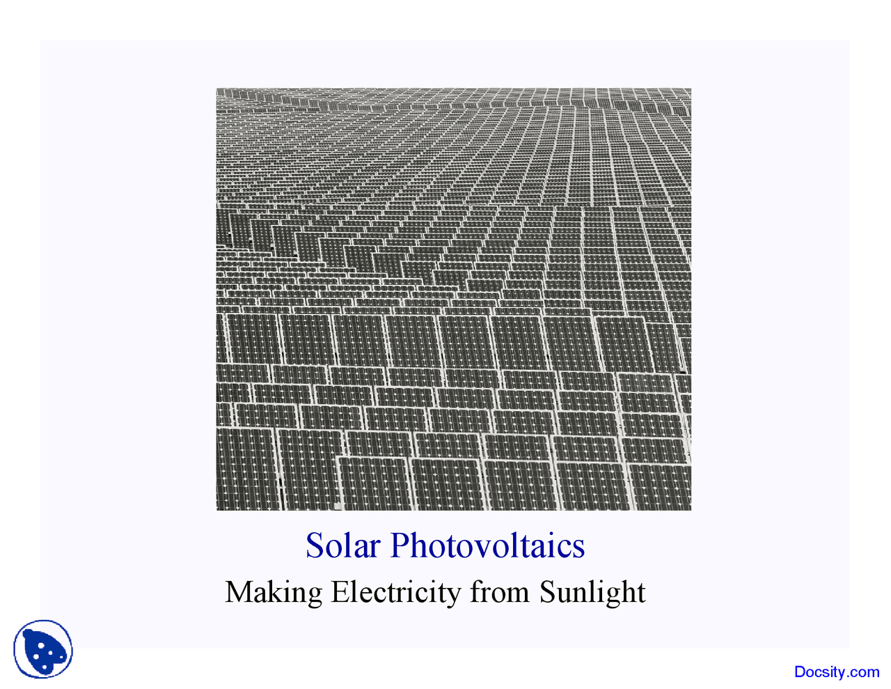 Solar Photovoltaics Energy And The Environment Lecture Slides Docsity