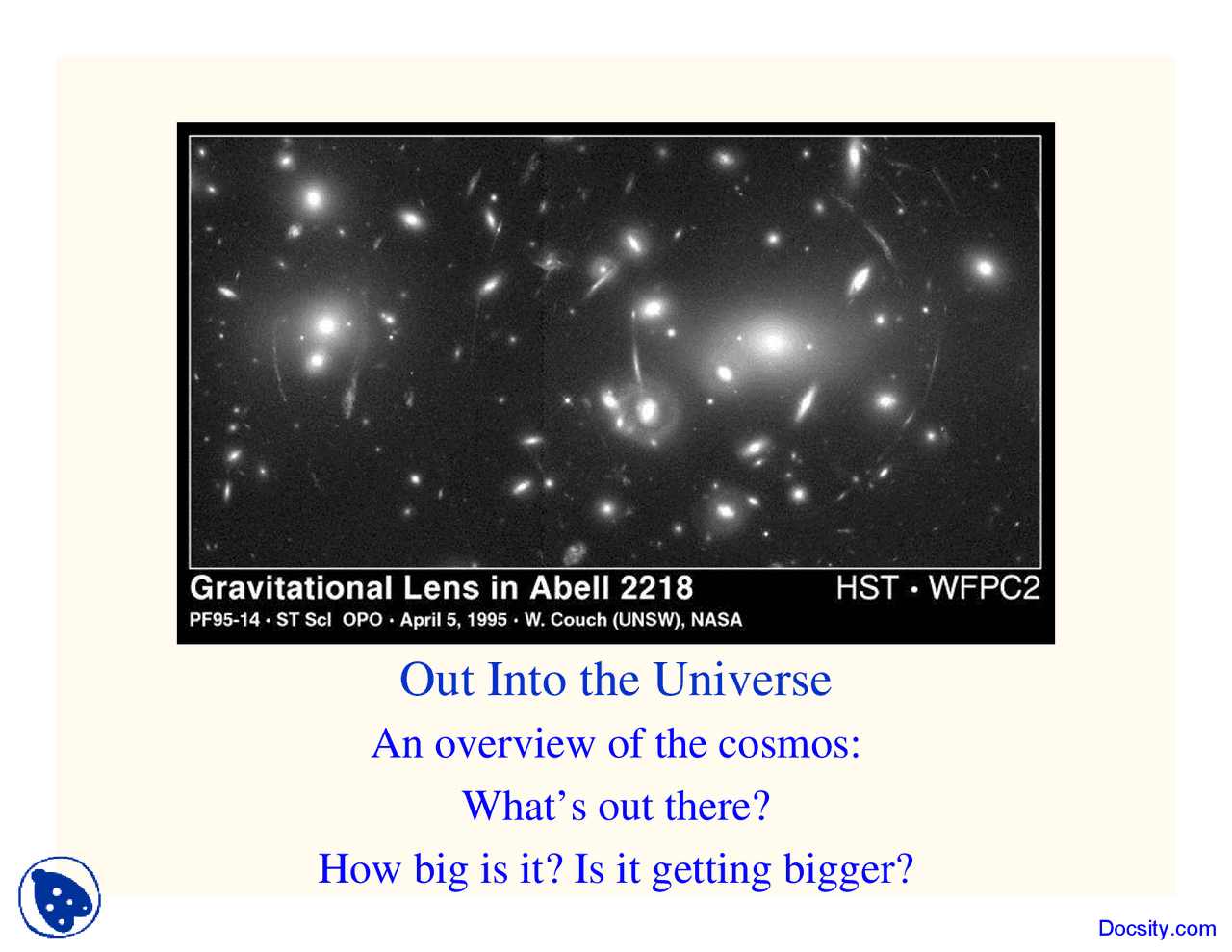 Universe - Concepts in Physics - Lecture Slides - Docsity