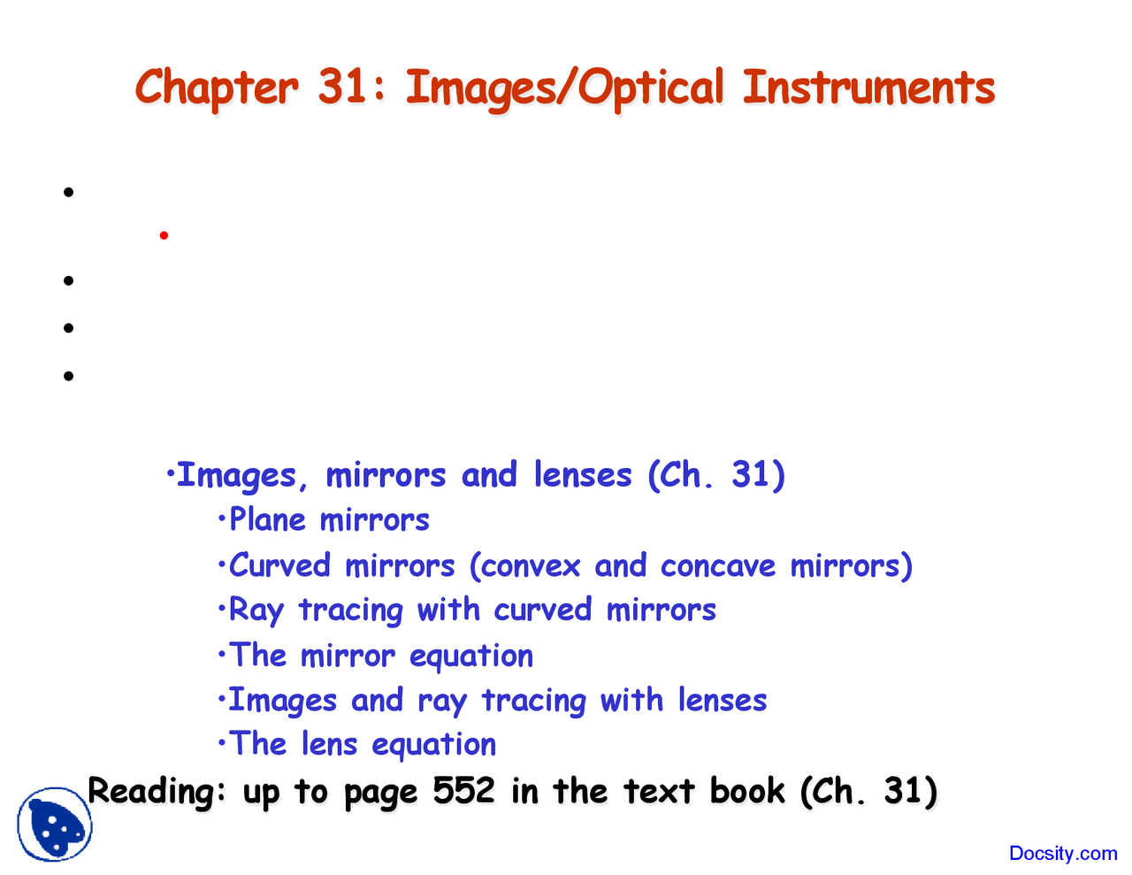Optical Instruments General Physics Lecture Slides Docsity