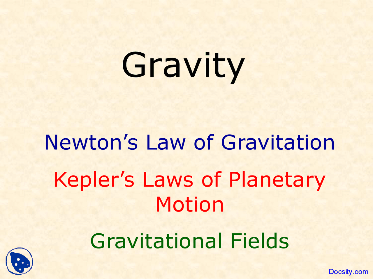 Gravity Physics Lecture Slides Docsity