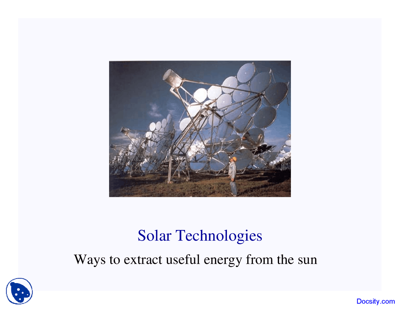 Solar Technologies Energy And The Environment Lecture Slides Docsity