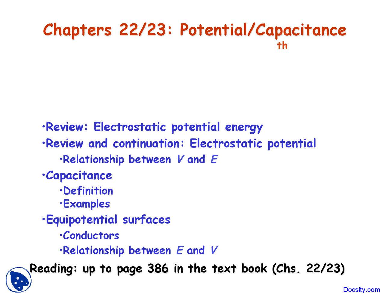Potential General Physics Lecture Slides Docsity