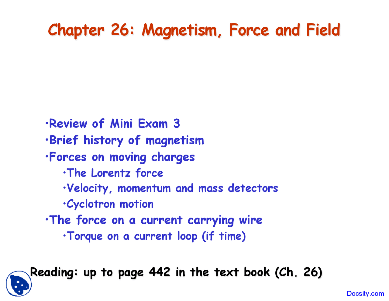 Magnetisms General Physics Lecture Slides Docsity