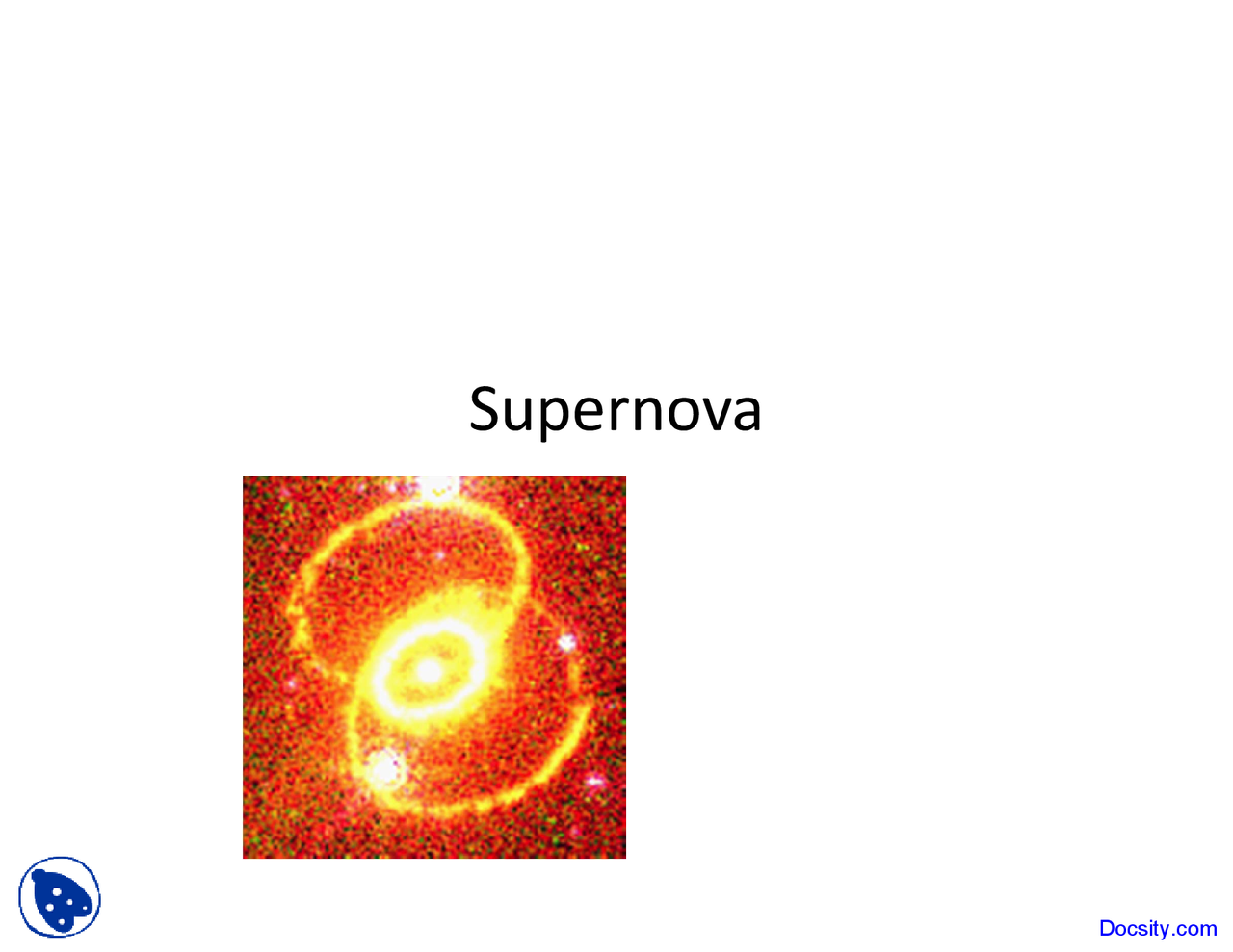 Supernova Astrophysics Lecture Slides Docsity