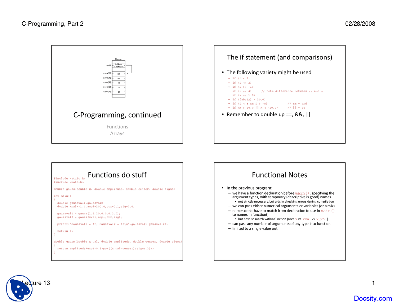 Functions Experimental Techniques Lecture Slides Docsity