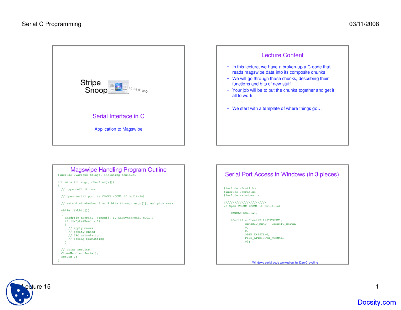 Serial Interface Experimental Techniques Lecture Slides Docsity