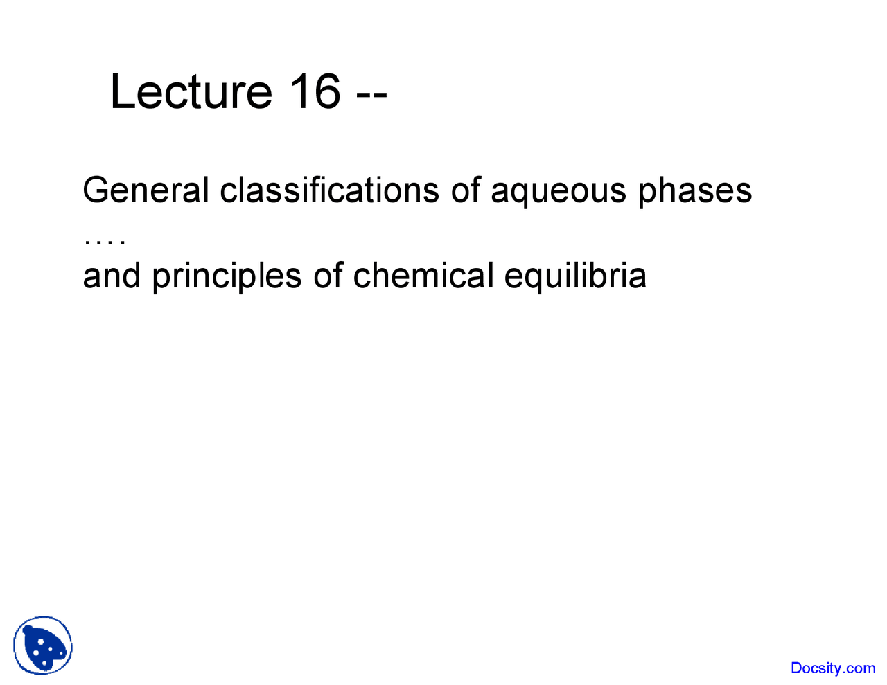 General Classifications Geochemistry Lecture Slides Slides