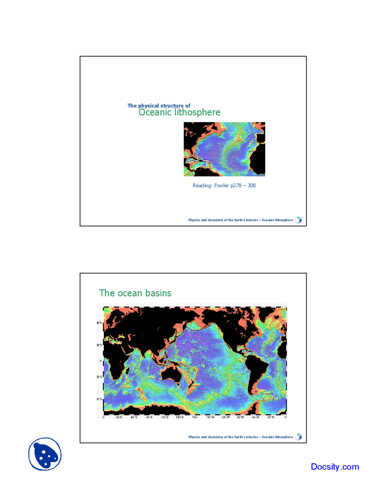 Oceanic Lithosphere Geochemistry Lecture Slides Docsity