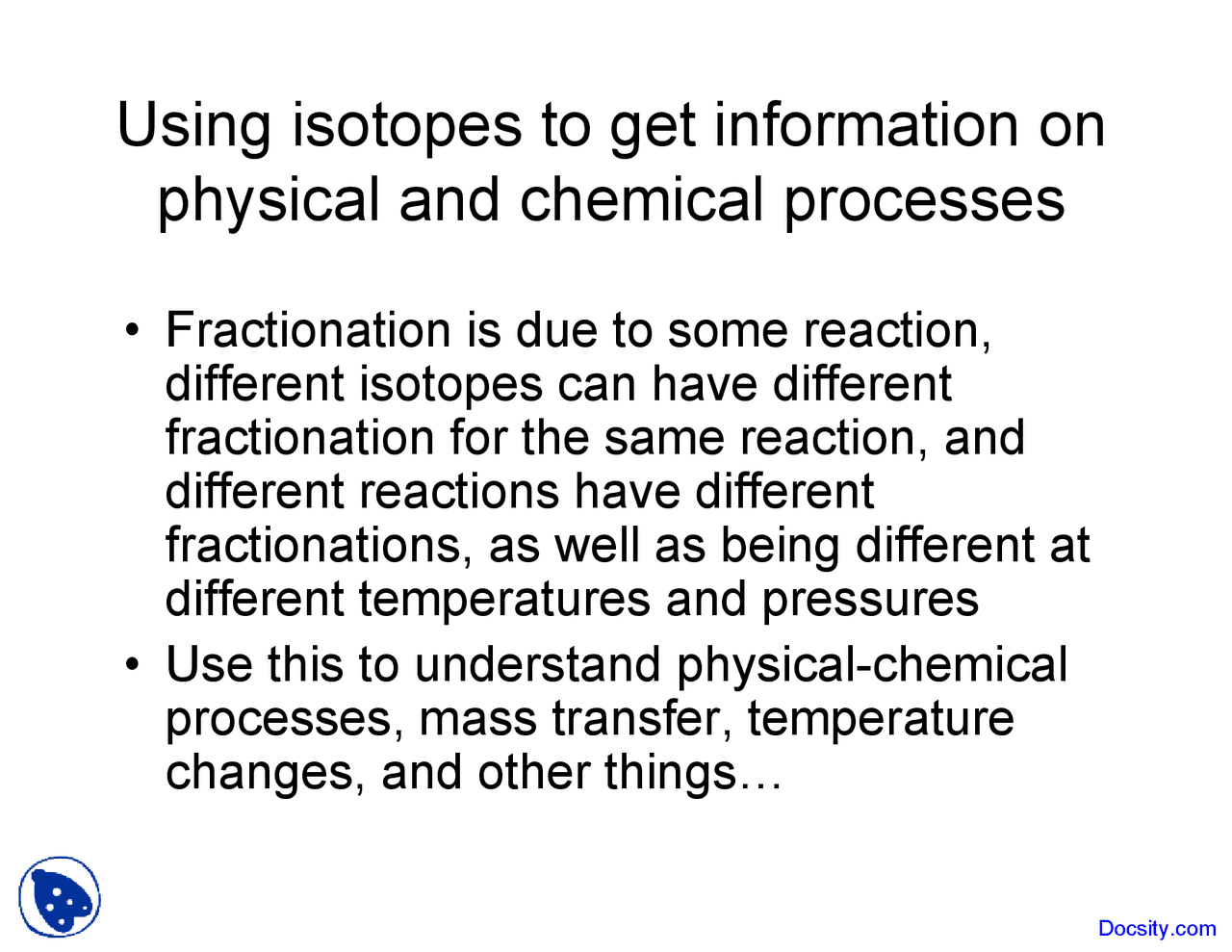 Physical And Chemical Geochemistry Lecture Slides Docsity