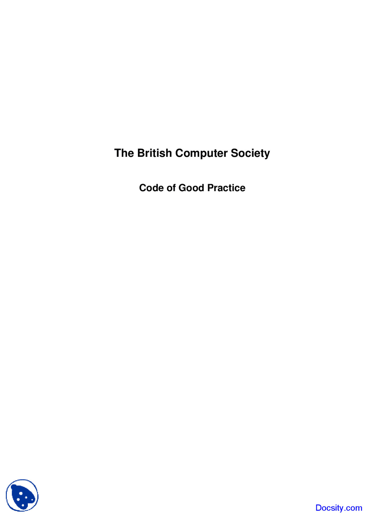 British Computer Society - Human Resource - Lecture Notes - Docsity