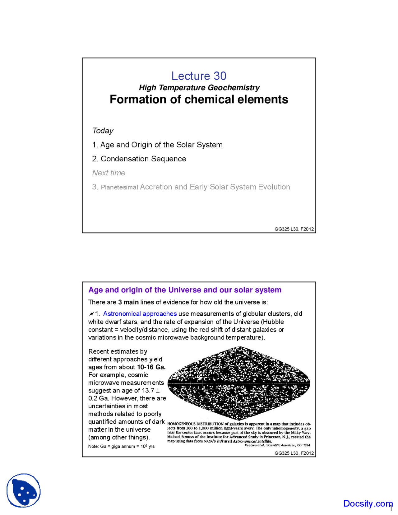 Formation Geochemistry Lecture Slides Docsity