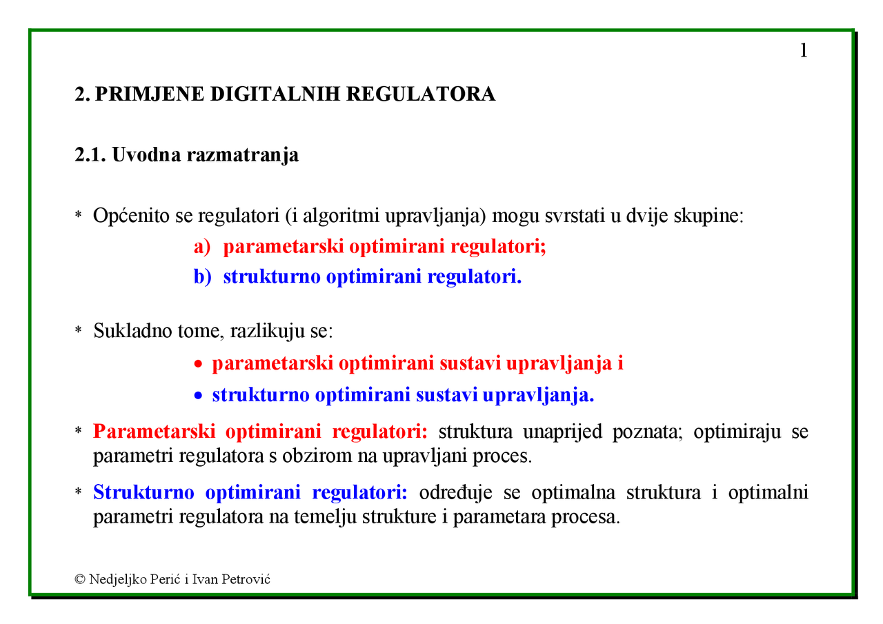 Digitalni regulatori-Slajdovi-Racunarsko upravljanje sistemima-Informatika | Slajdovi' predlog ...