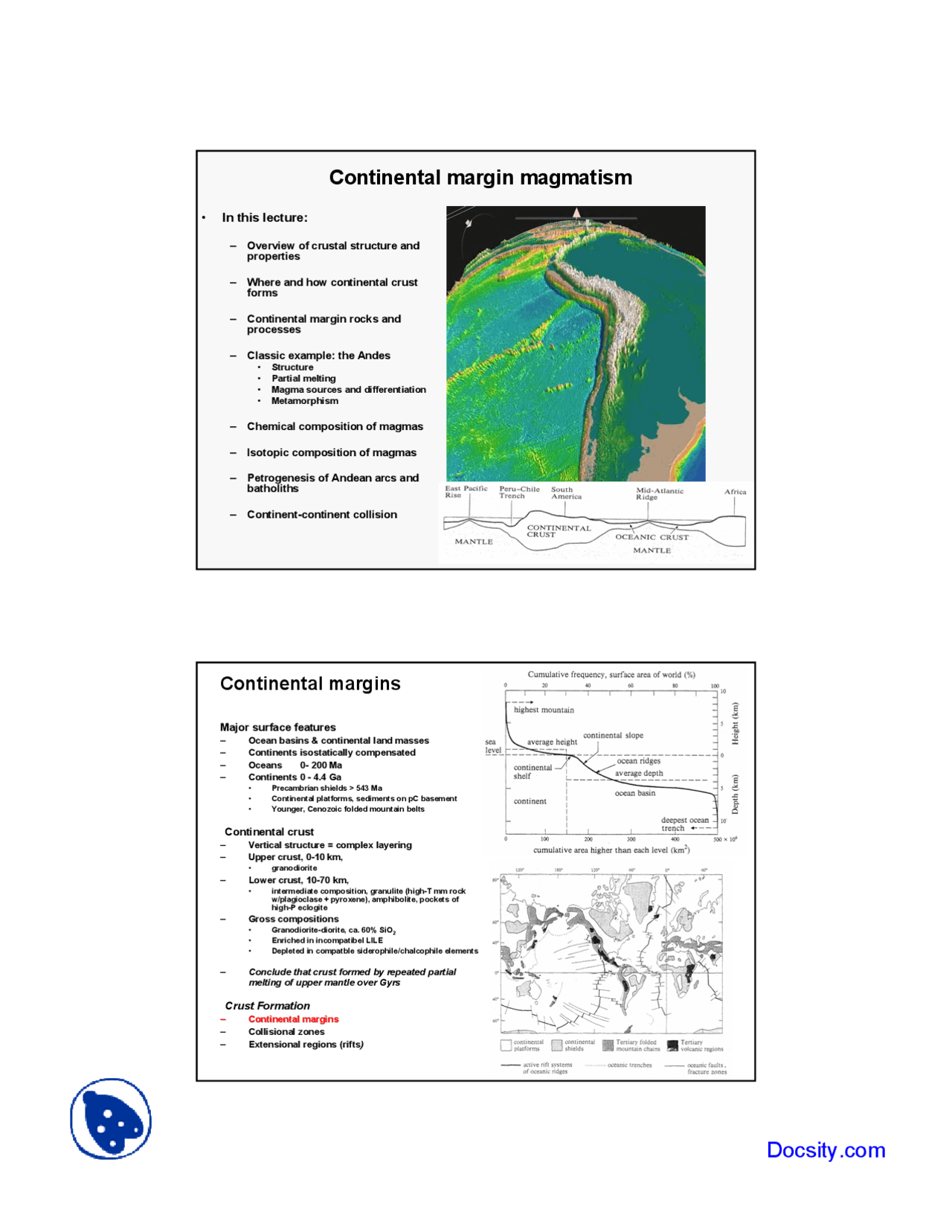 Continental Margin Magmatism Geochemistry Lecture Slides Docsity
