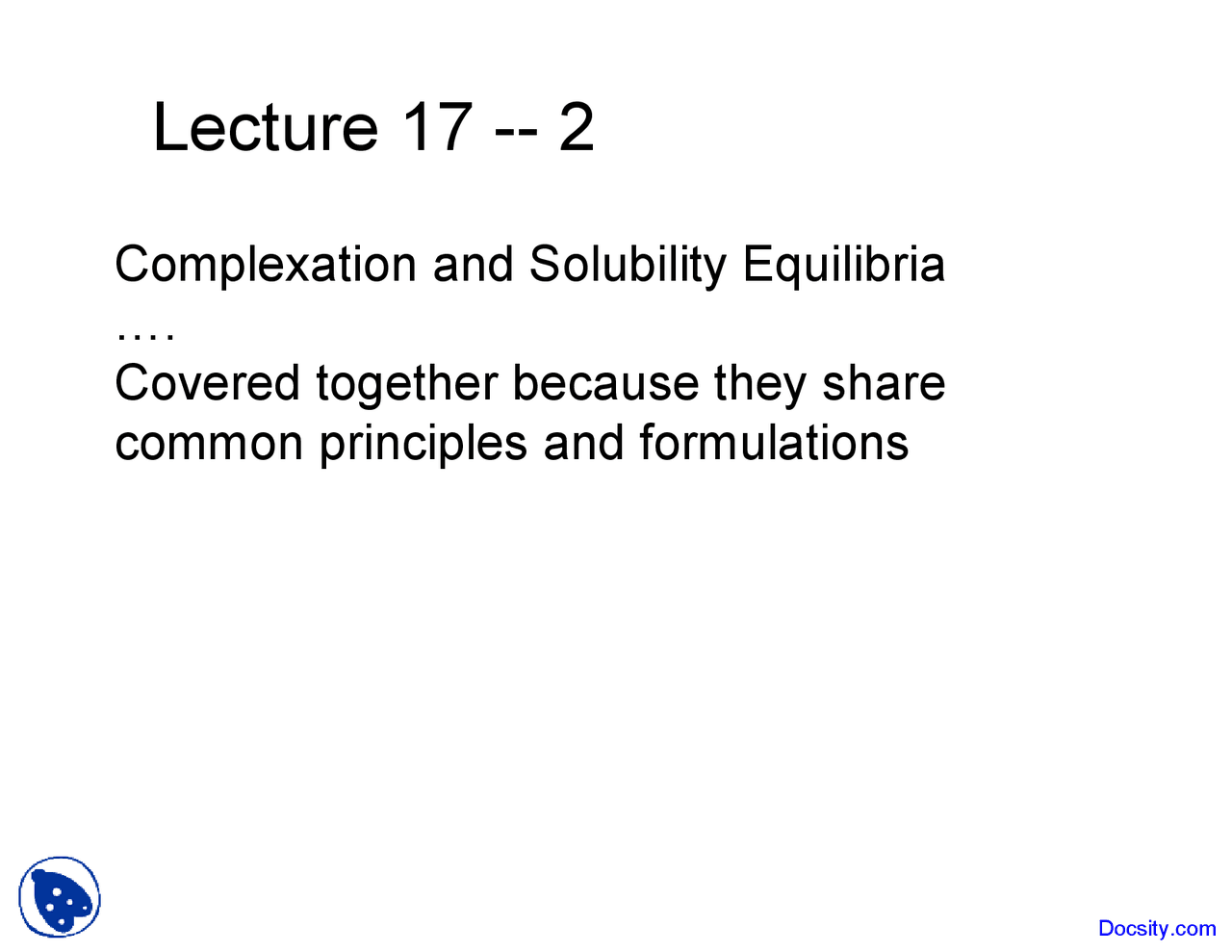 Complexation Geochemistry Lecture Slides Docsity