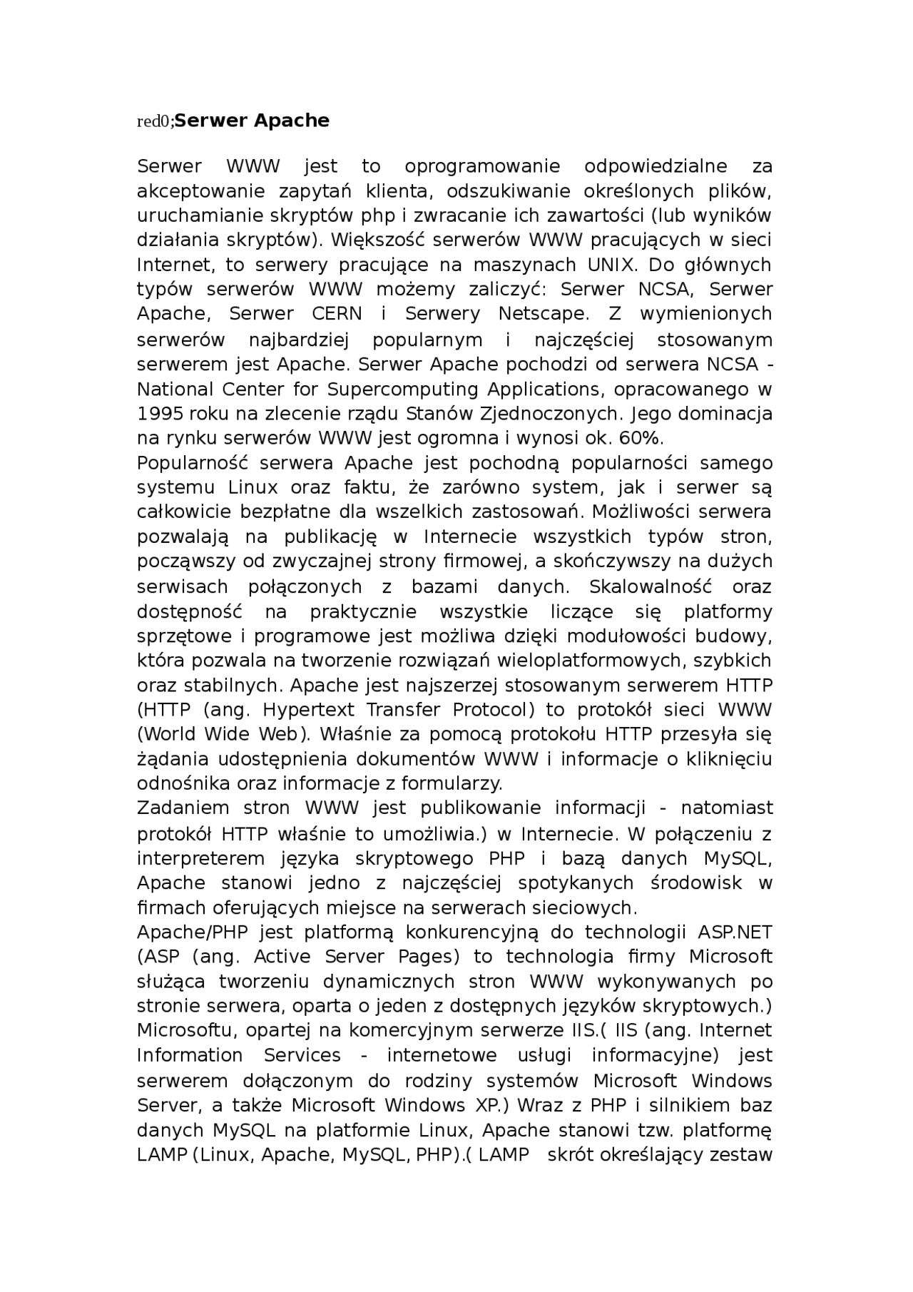 Serwer Apache Notatki Systemy I Sieci Docsity