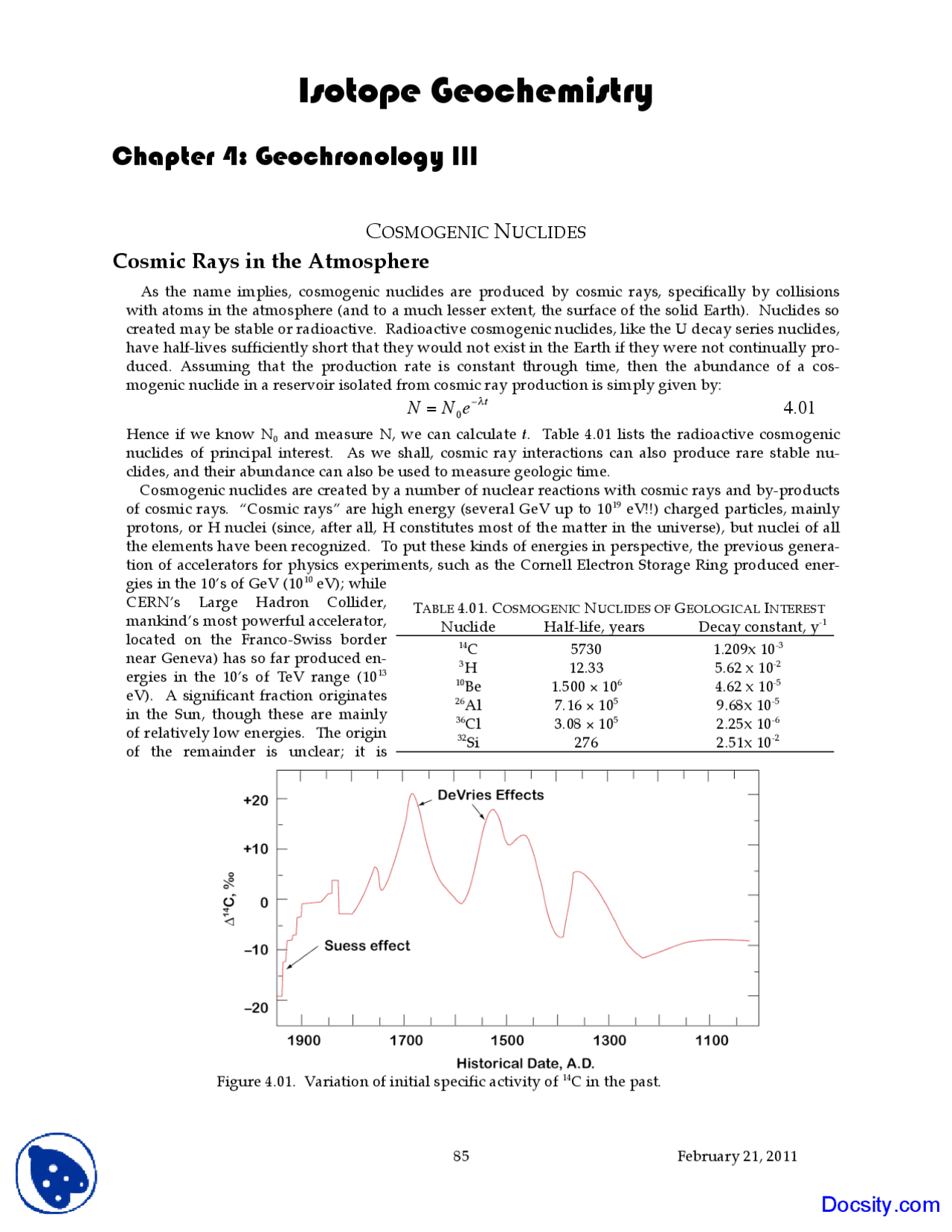 Cosmic Rays Geochemistry Lecture Notes Docsity