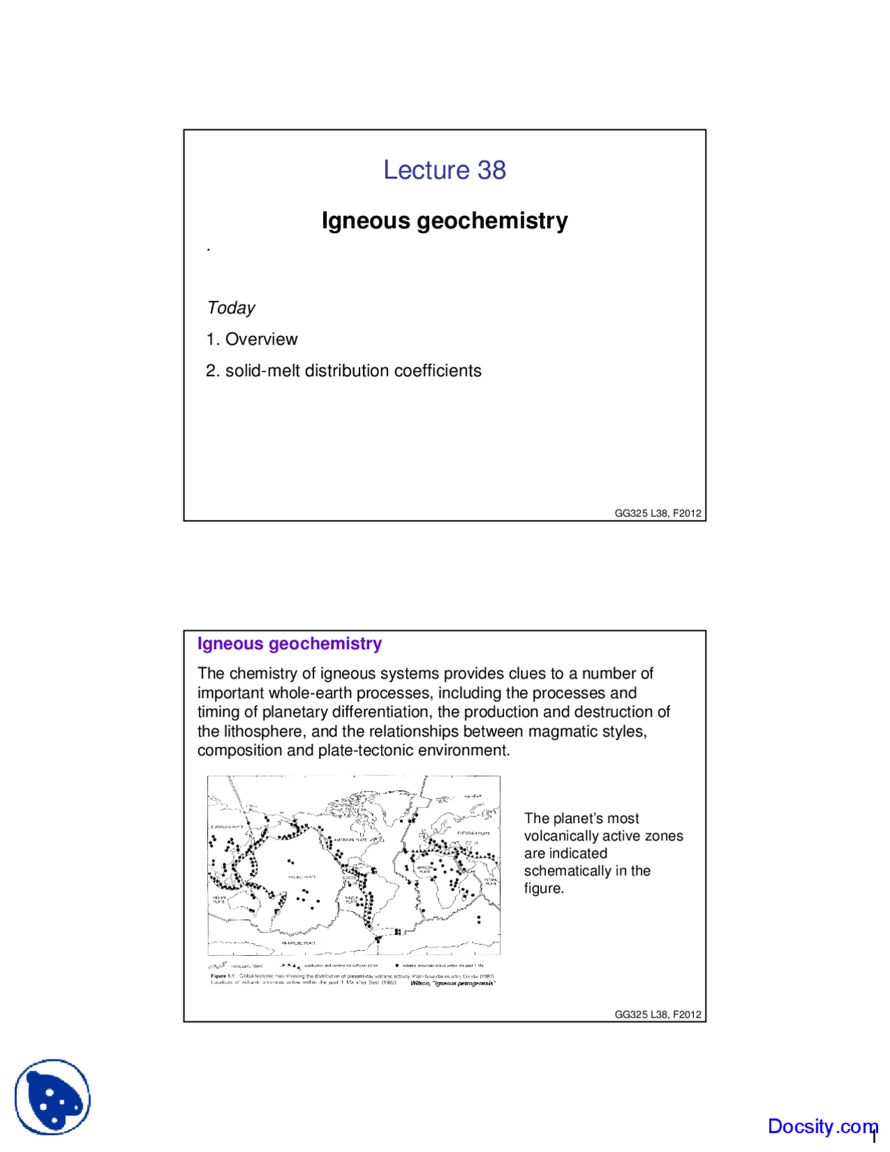 Igneous Geochemistry Geochemistry Lecture Slides Slides