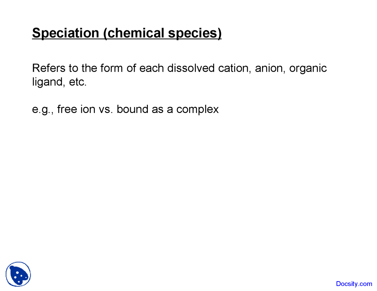 Chemical Species Geochemistry Lecture Slides Docsity