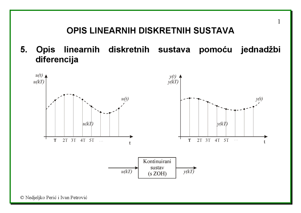 Opis Linearnih Diskretnih Sistema Slajdovi Racunarsko Upravljanje