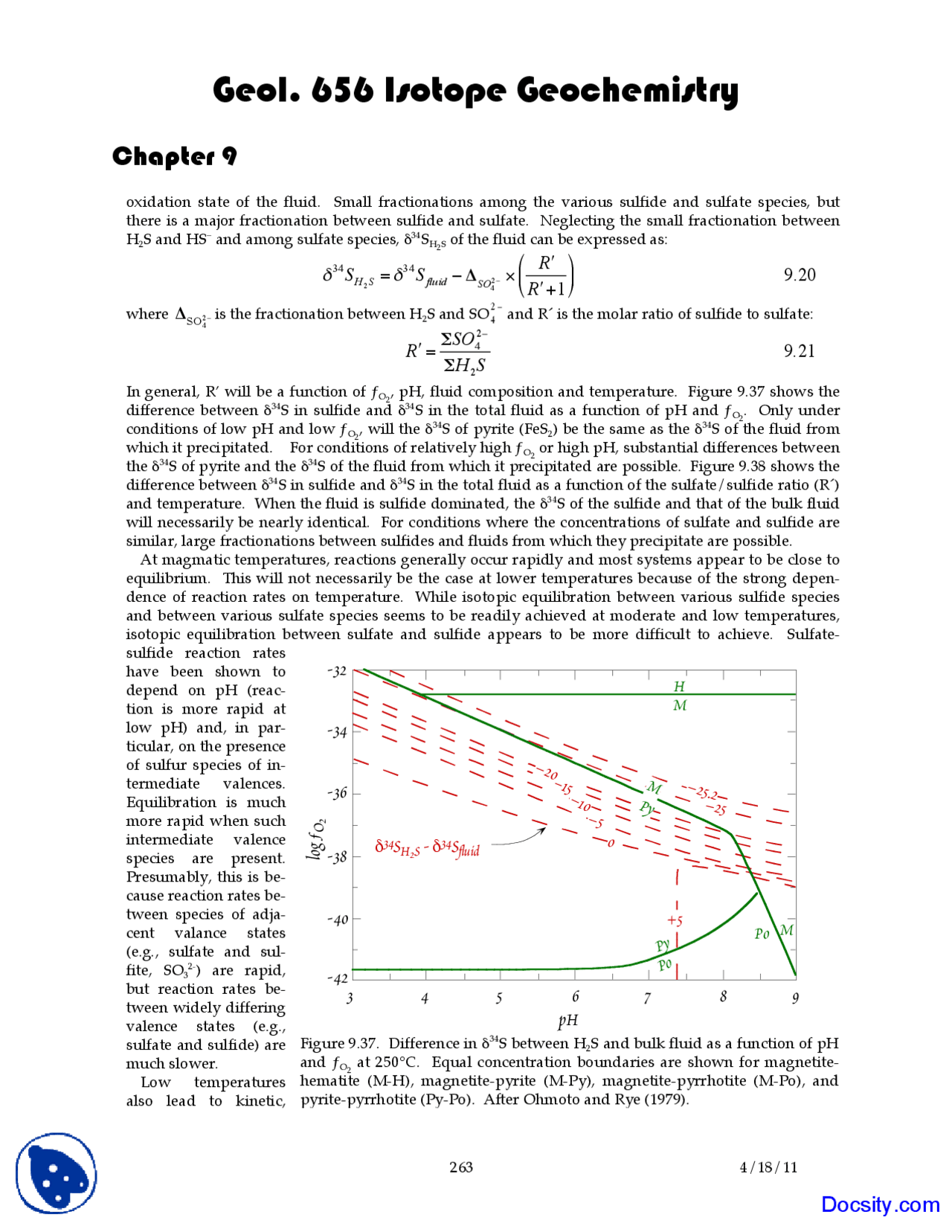 Oxidation Geochemistry Lecture Notes Docsity