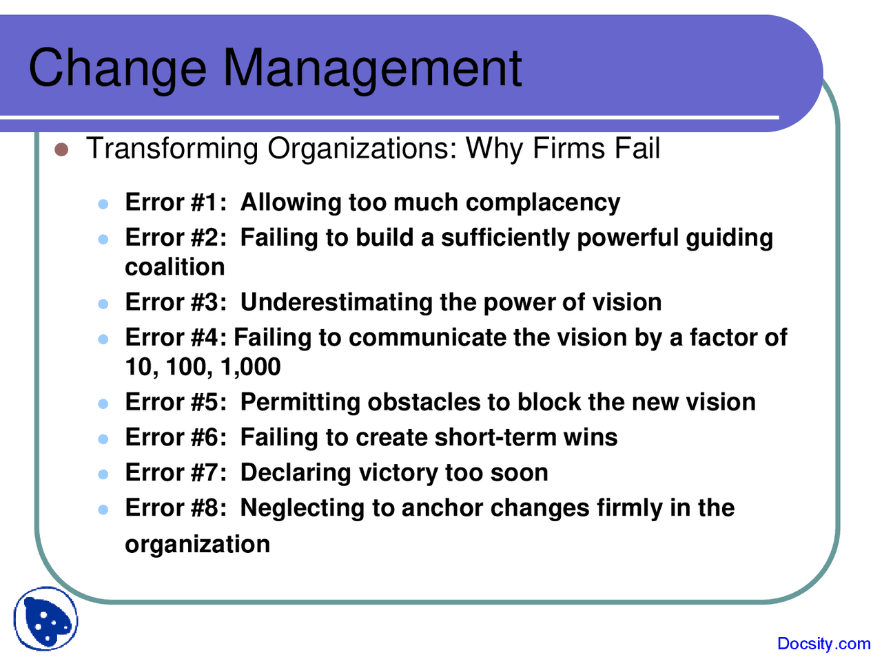 Change Management - Human Resource - Lecture Slides - Docsity