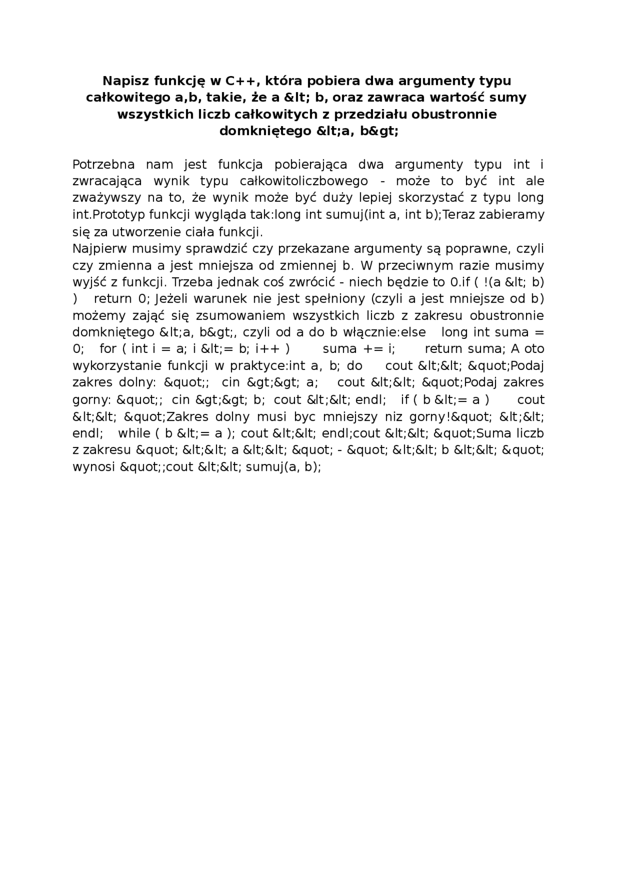 Funkcja W C Notatki Programowanie Docsity