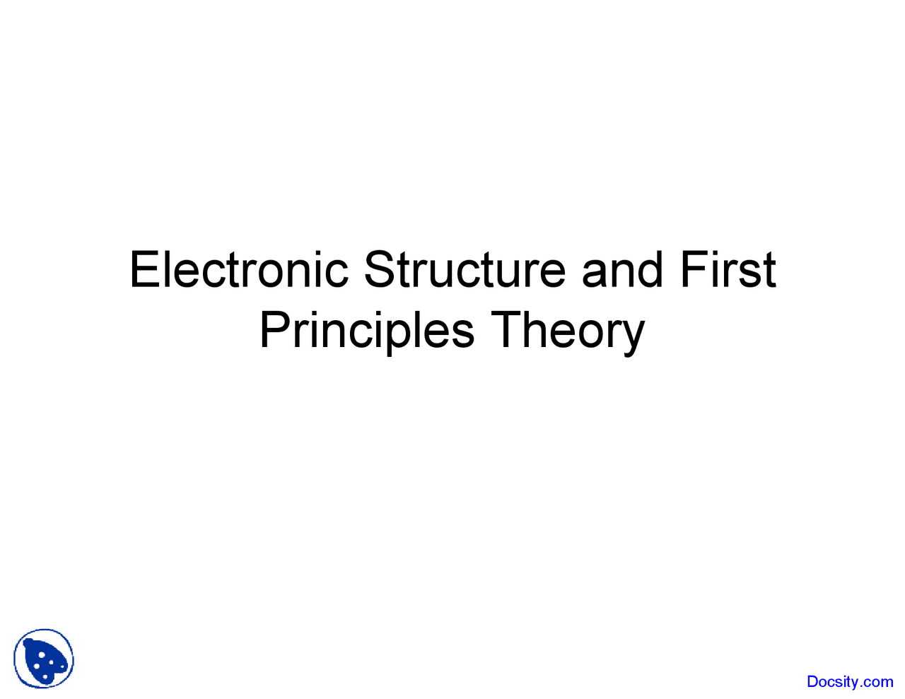 Electronic Structure - Geochemistry - Lecture Slides - Docsity