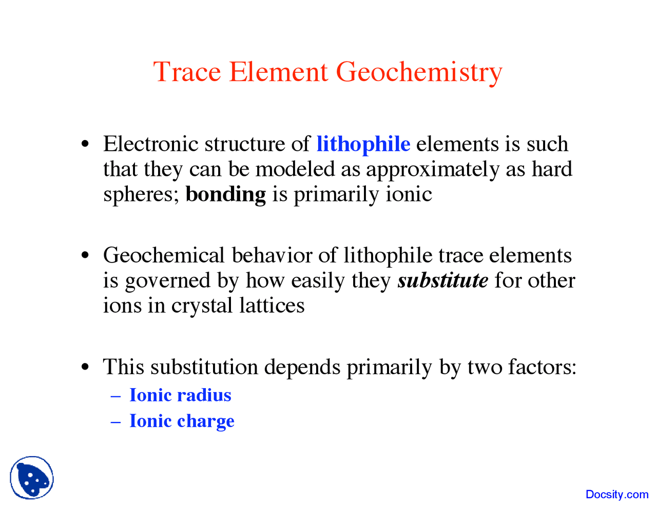 Trace Element Geochemistry Geochemistry Lecture Slides Slides