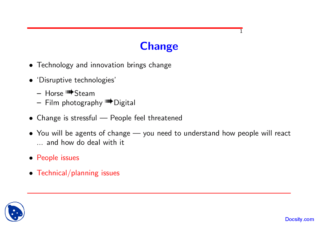 Change - Human Resource - Lecture Slides - Docsity