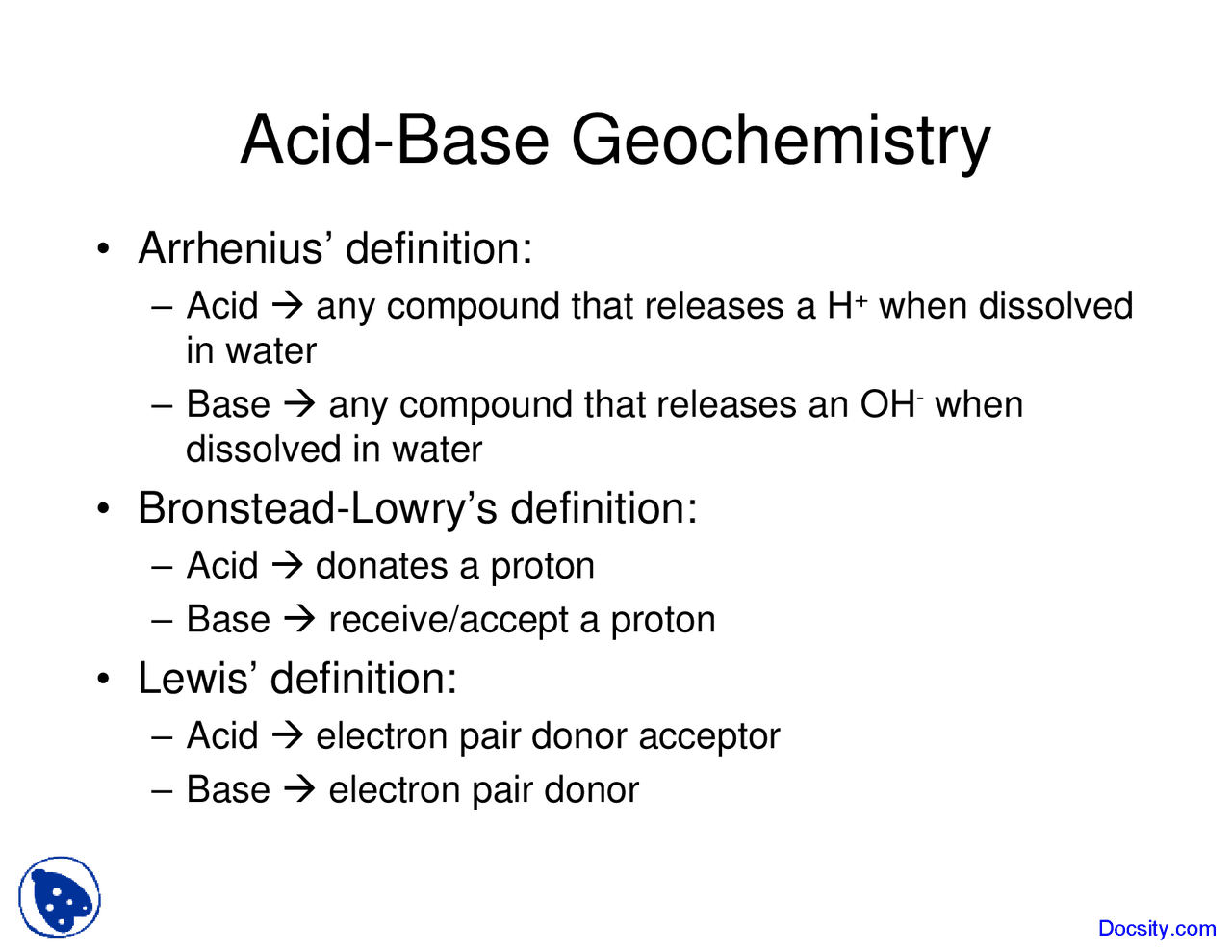 Acid Base Geochemistry Geochemistry Lecture Slides Docsity